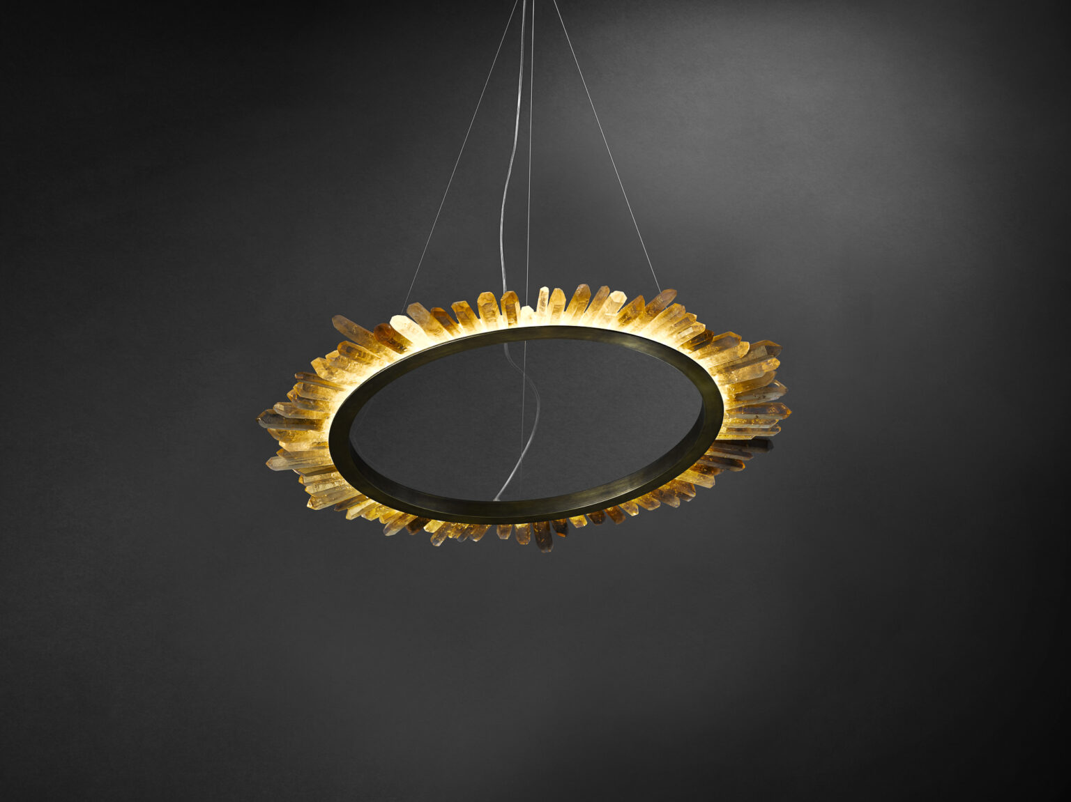 PROMETHEUS III Pendant Light | Quartz Crystal & Brass Lighting