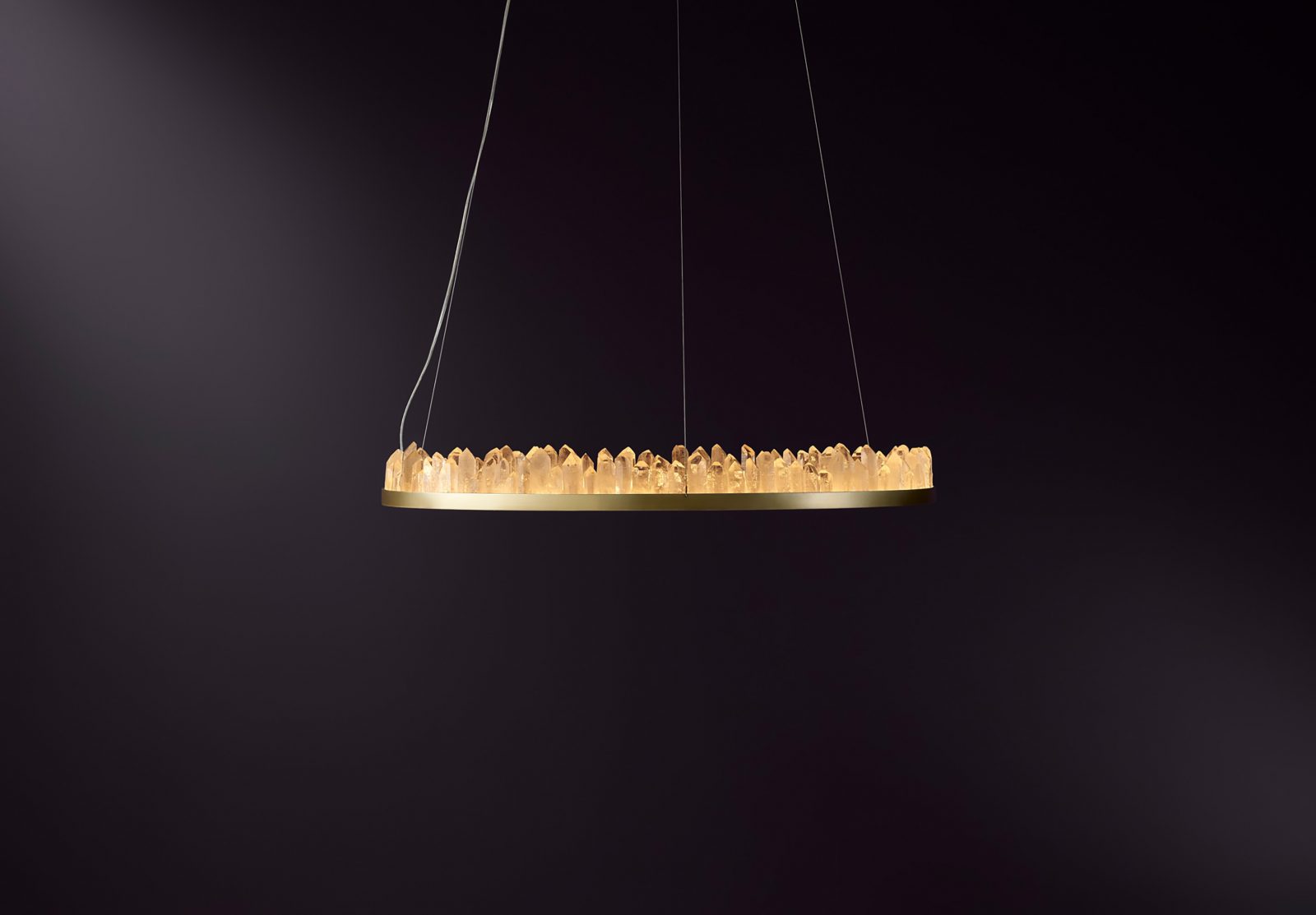 PROMETHEUS III Pendant Light | Quartz Crystal & Brass Lighting